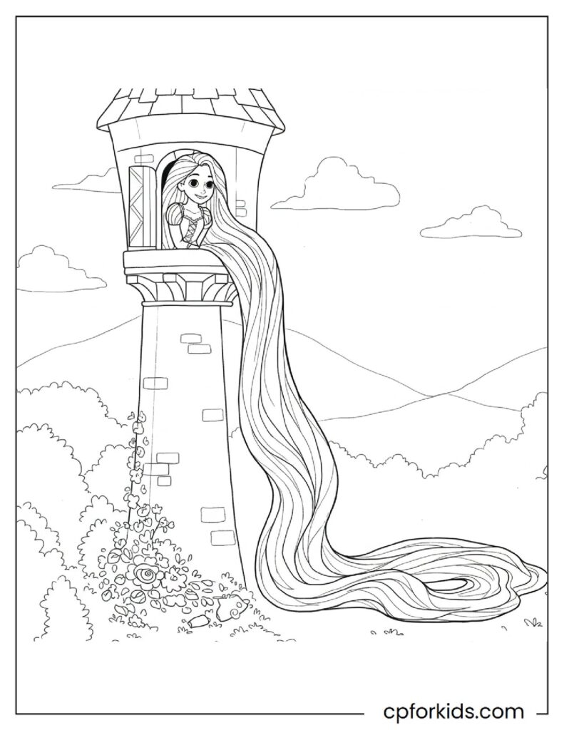 Princess Rapunzel Coloring Pages - Patty Printable