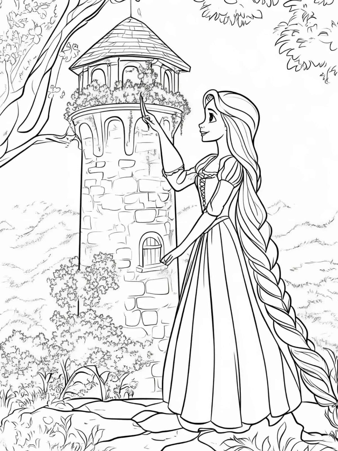 Princess Rapunzel Coloring Pages - Patty Printable